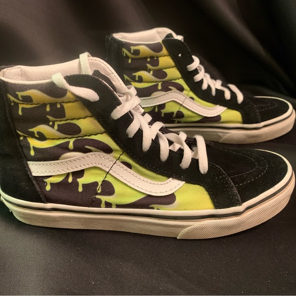 Vans | Shoes | Vans Youth Hi Top Zip Slime Flame Black True White Vbu ...
